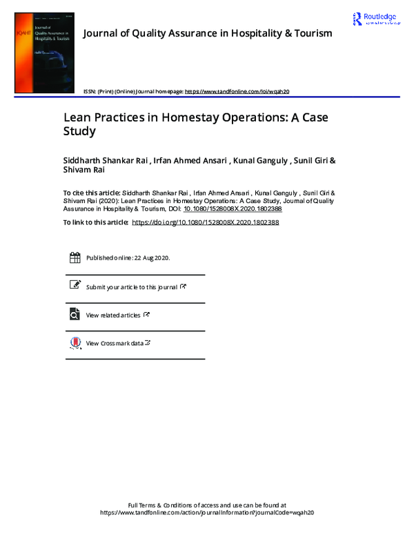(PDF) Lean Practices in Homestay Operations: A Case Study