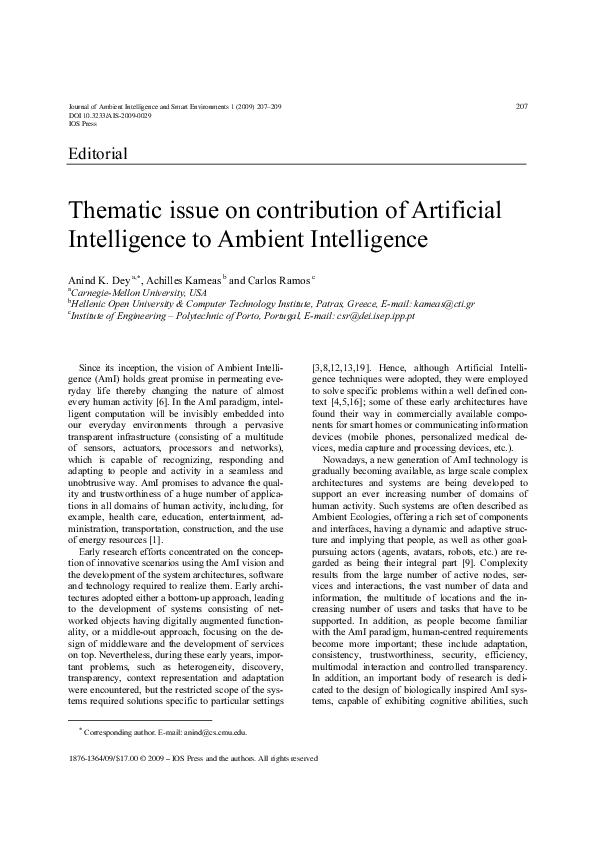 (PDF) Thematic issue on contribution of artificial intelligence to ...