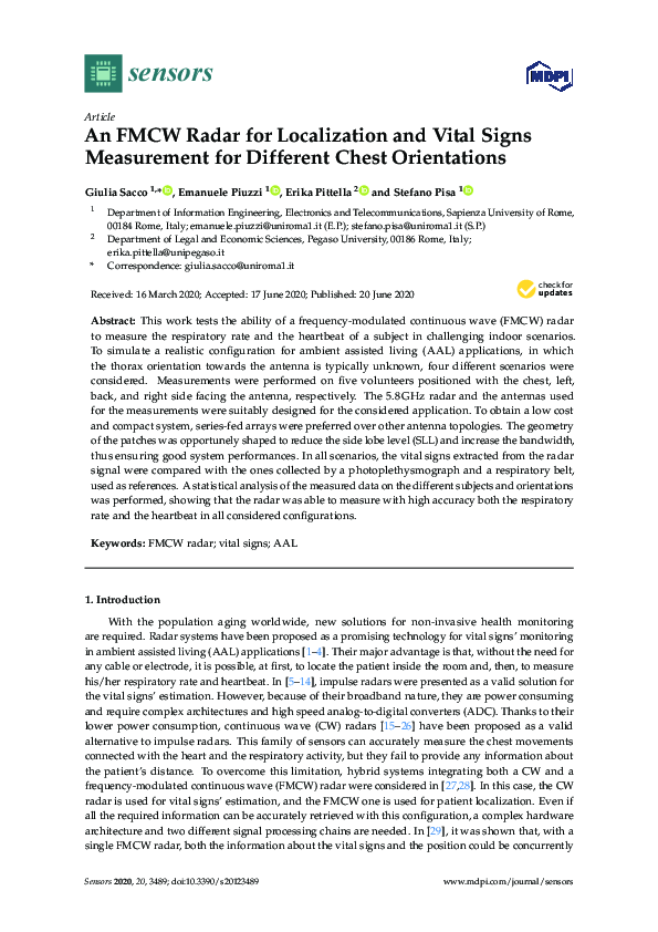 (PDF) An FMCW Radar for Localization and Vital Signs Measurement for Different Chest Orientations