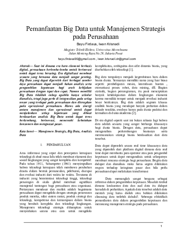 (PDF) Pemanfaatan Big Data untuk Manajemen Strategis pada Perusahaan