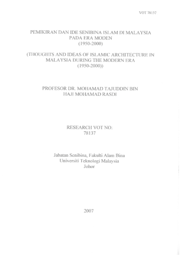 (PDF) The Development of the Modern Ideas of Islamic Architecture in ...