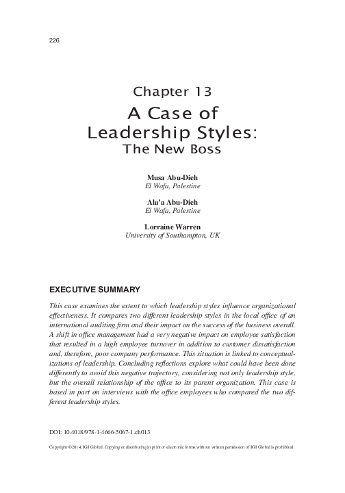 (PDF) A Case of Leadership Styles