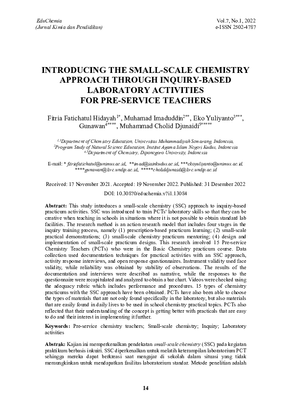 (PDF) Introducing the Small-Scale Chemistry Approach Through Inquiry ...