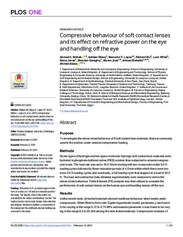 (PDF) Compressive behaviour of soft contact lenses and its effect on ...