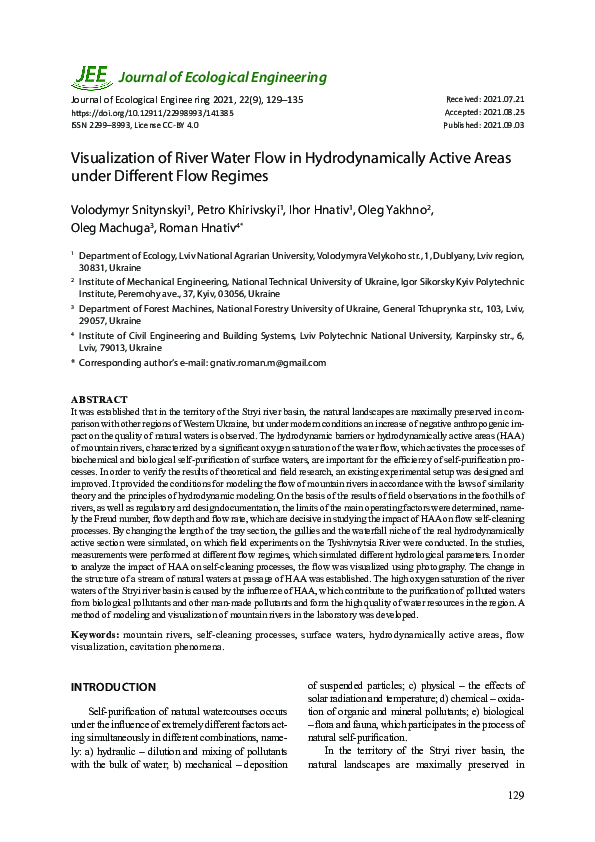 (PDF) Visualization of River Water Flow in Hydrodynamically Active ...