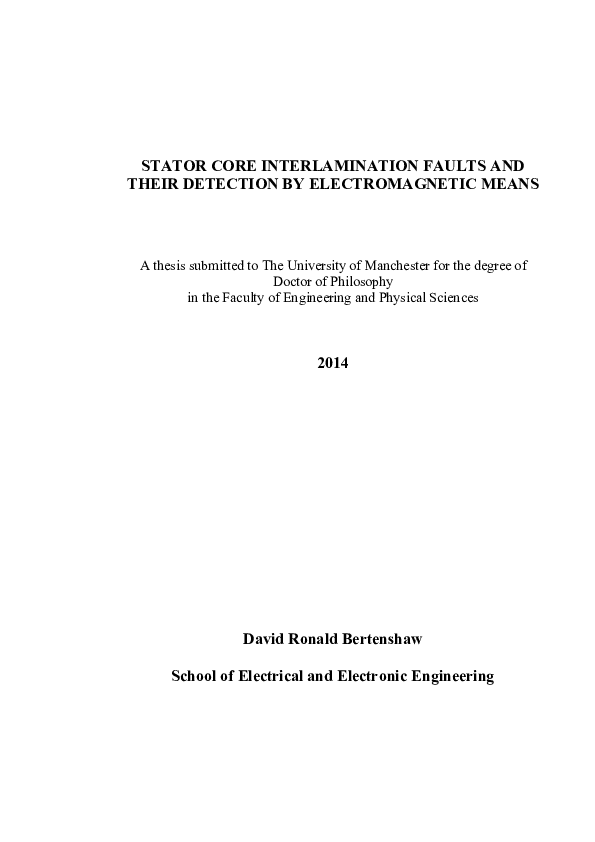 Pdf Stator Core Interlamination Faults And Their Detection By Electromagnetic Means