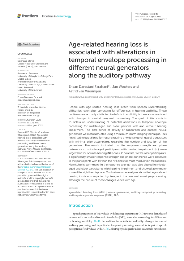 (PDF) Age-related hearing loss is associated with alterations in ...