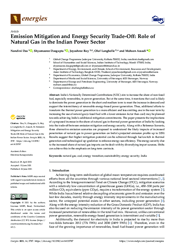 (PDF) Emission Mitigation and Energy Security Trade-Off: Role of ...