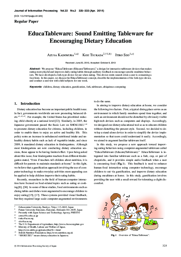 (PDF) EducaTableware: Sound Emitting Tableware for Encouraging Dietary ...