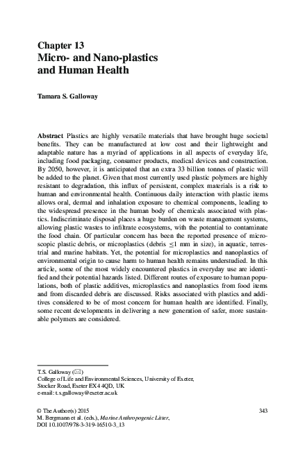 (PDF) Micro- and Nano-plastics and Human Health