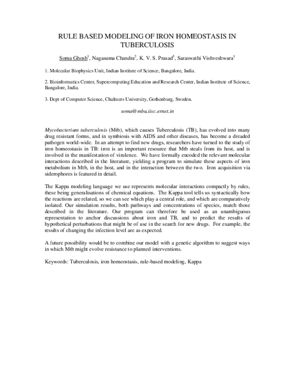 (PDF) Rule-based modelling of iron homeostasis in tuberculosis