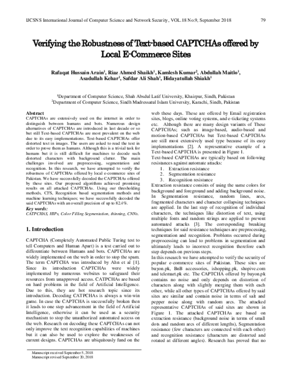 (PDF) Verifying the Robustness of Text-based CAPTCHAs offered by Local ...