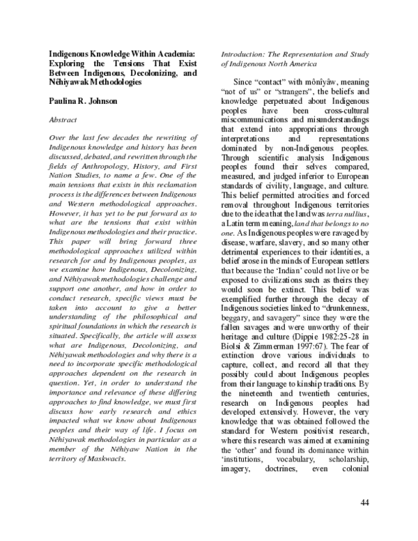 (PDF) Indigenous Knowledge Within Academia: Exploring the Tensions That ...