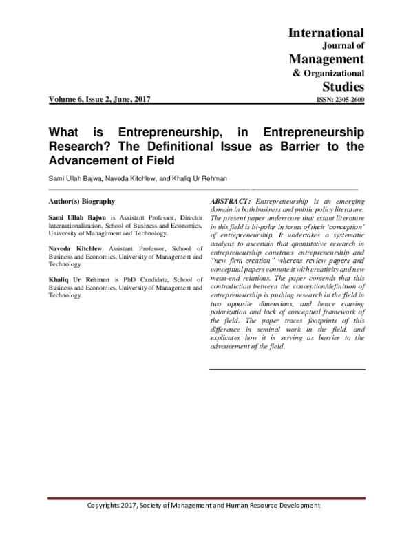 (PDF) International Journal of Management & Organizational Studies ...