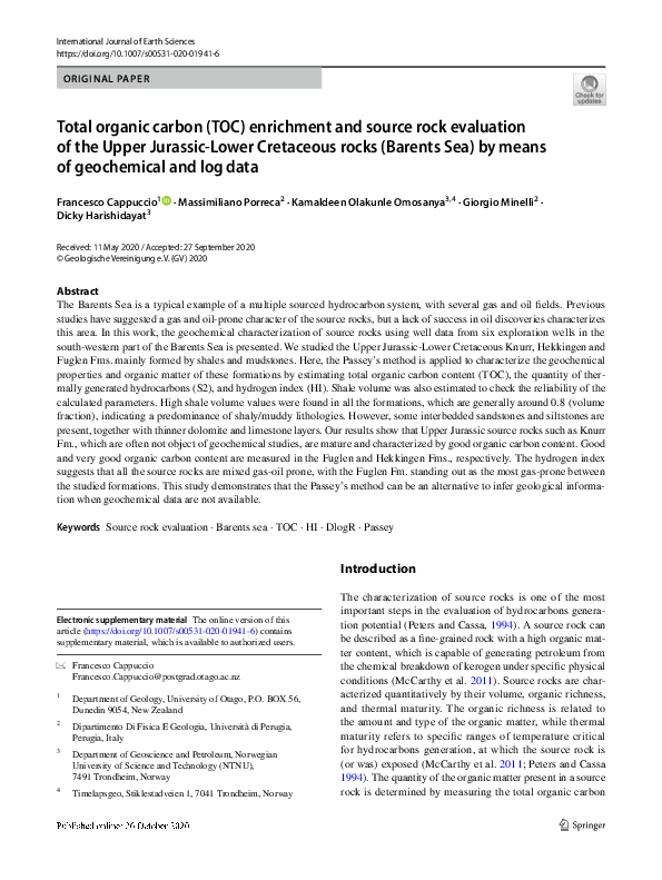 (PDF) Total organic carbon (TOC) enrichment and source rock evaluation ...