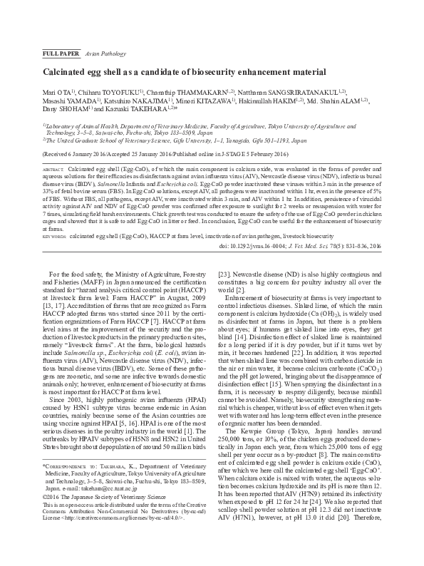(PDF) Calcinated egg shell as a candidate of biosecurity enhancement ...