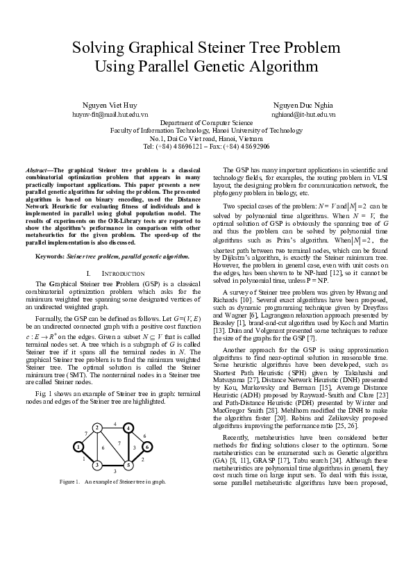 (PDF) Solving graphical Steiner tree problem using parallel genetic algorithm