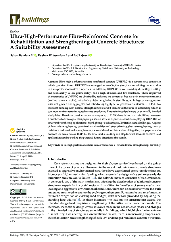 (PDF) Ultra-High-Performance Fibre-Reinforced Concrete for Rehabilitation and Strengthening of ...