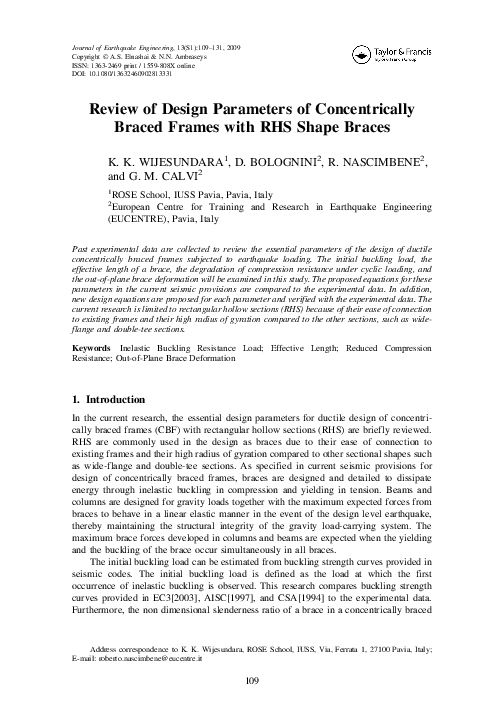 (PDF) Review of Design Parameters of Concentrically Braced Frames with ...