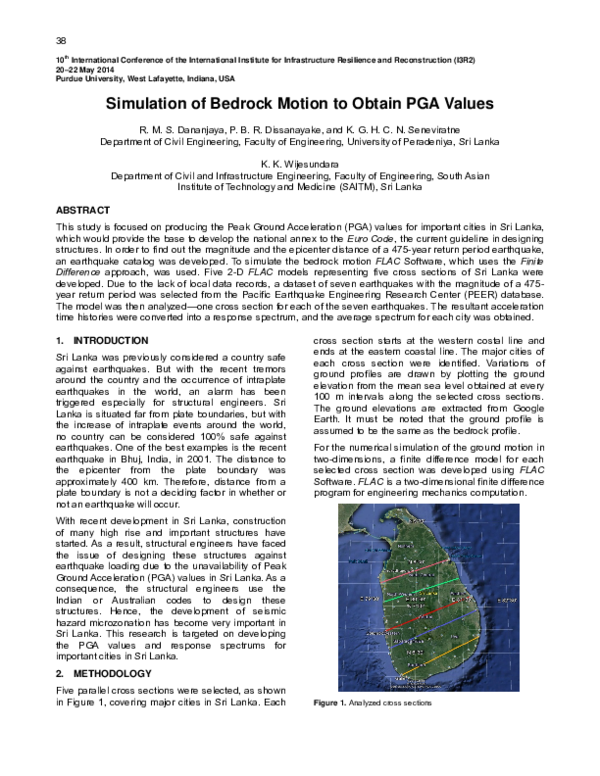 (PDF) Simulation of Bedrock Motion to Obtain PGA Values