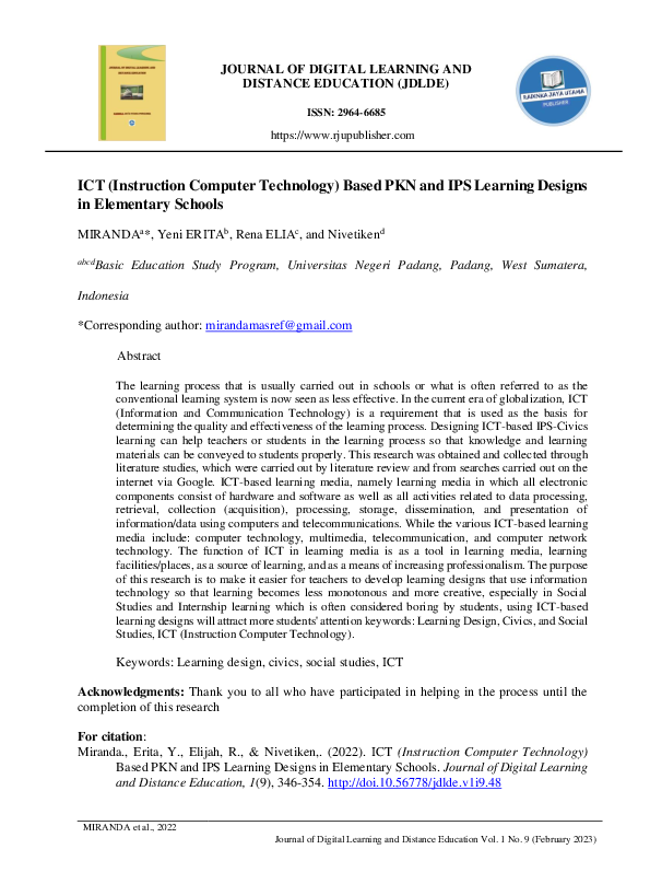 (PDF) ICT (Instruction Computer Technology) Based PKN and IPS Learning ...