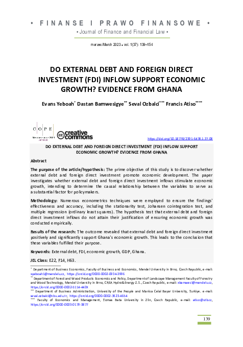 (PDF) Do External Debt and Foreign Direct Investment (FDI) Inflow ...