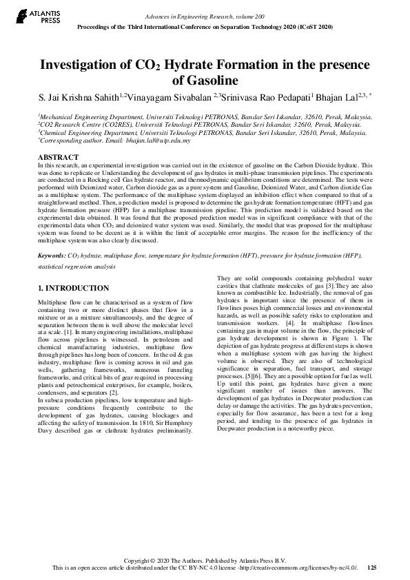 (PDF) Investigation of CO2 Hydrate Formation in the presence of Gasoline