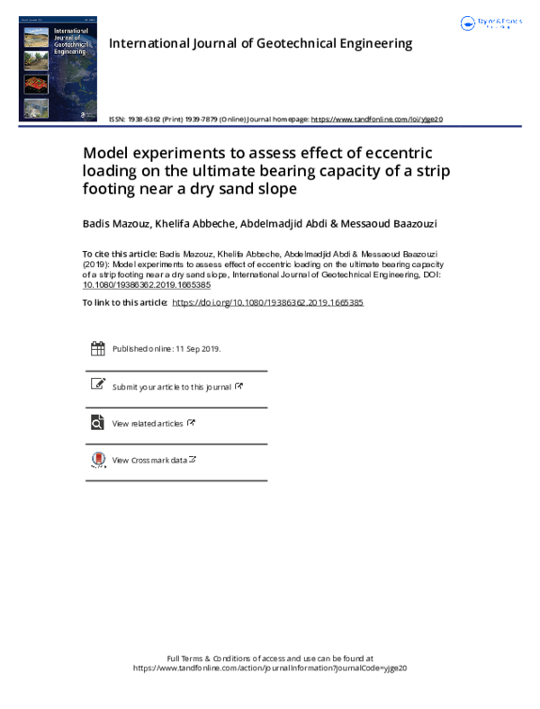 (PDF) Model experiments to assess effect of eccentric loading on the ...