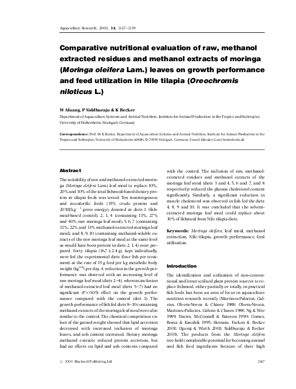 (PDF) Comparative nutritional evaluation of raw, methanol extracted ...