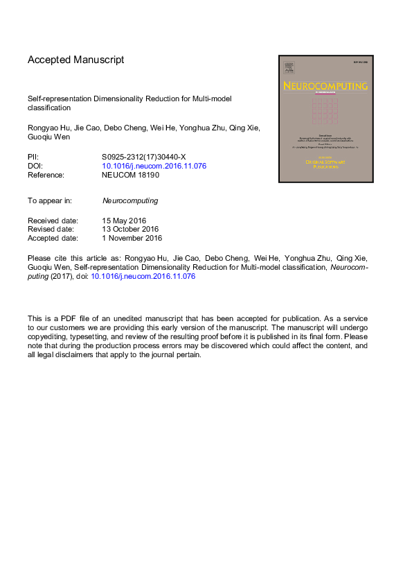 (PDF) Self-representation dimensionality reduction for multi-model ...