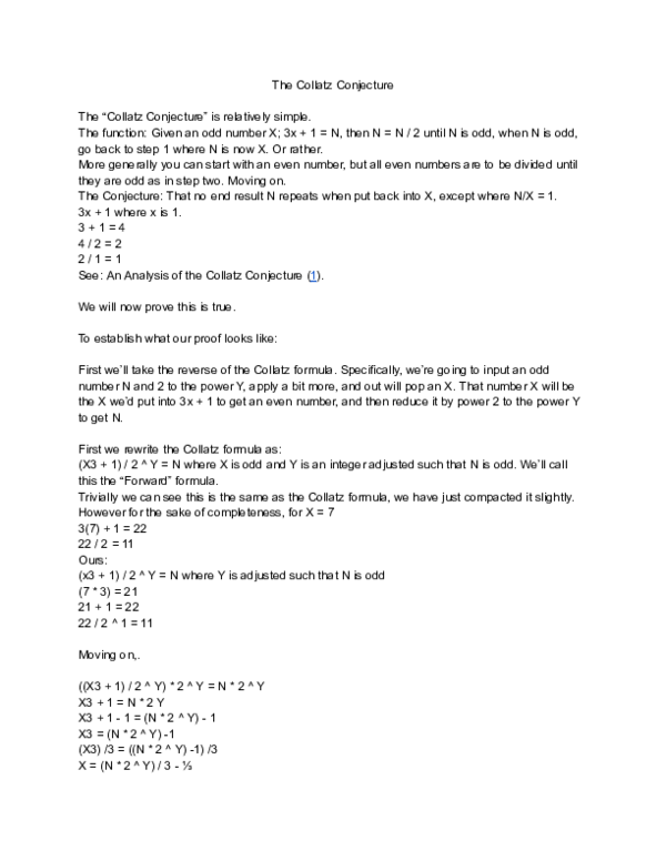 (PDF) The “Collatz Conjecture”