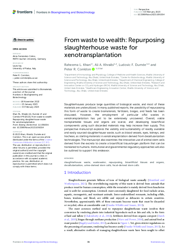 (PDF) From waste to wealth: Repurposing slaughterhouse waste for ...