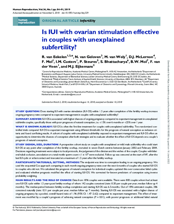 (PDF) Is IUI with ovarian stimulation effective in couples with ...
