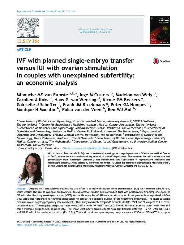 (PDF) IVF with planned single-embryo transfer versus IUI with ovarian ...
