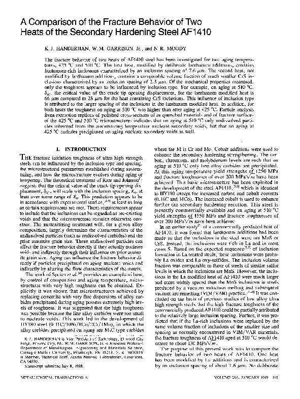 (PDF) A comparison of the fracture behavior of two heats of the ...