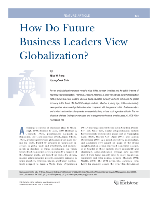 (PDF) How do future business leaders view globalization?
