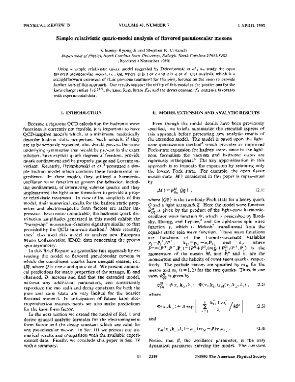 (PDF) Simple relativistic quark-model analysis of flavored pseudoscalar ...