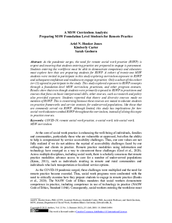 (PDF) MSW Curriculum Analysis