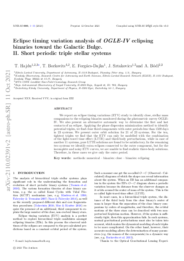 (PDF) Eclipse timing variation analysis of OGLE-IV eclipsing binaries ...