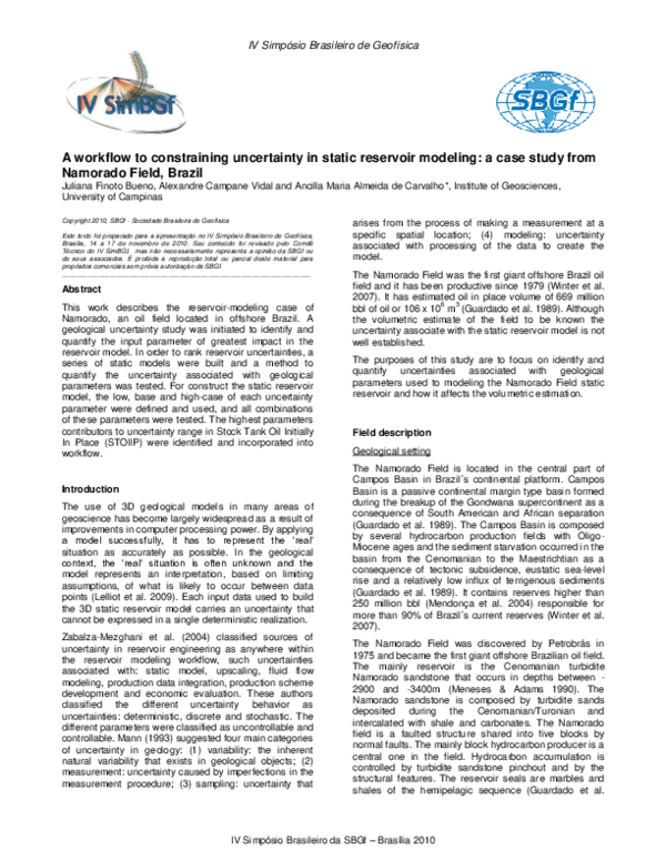 (PDF) A workflow to constraining uncertainty in static reservoir modeling: a case study from ...