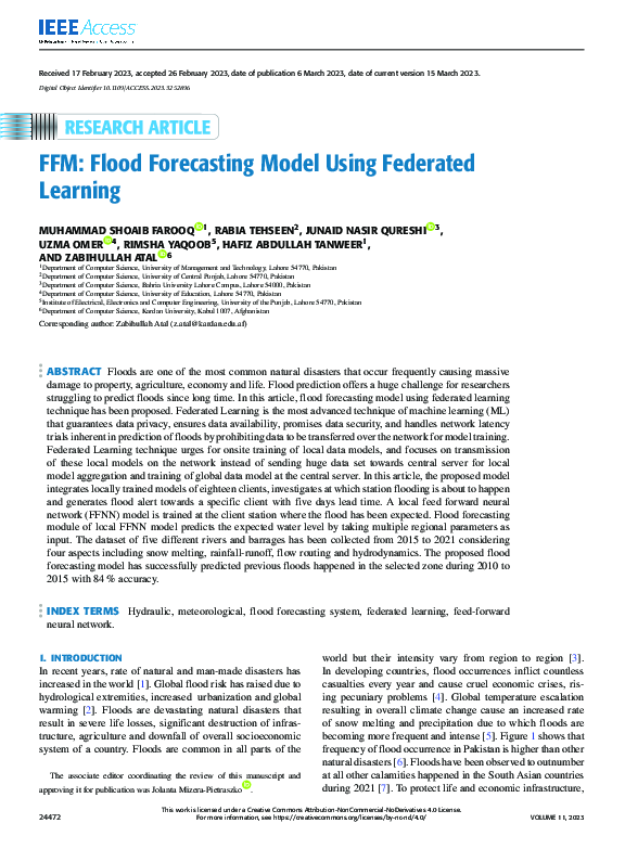 (PDF) FFM: Flood Forecasting Model Using Federated Learning