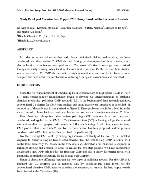 (PDF) Newly Developed Abrasive-free Copper CMP Slurry Based on ...