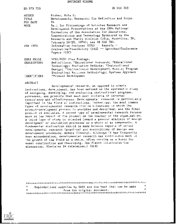 (PDF) Developmental Research: The Definition and Scope