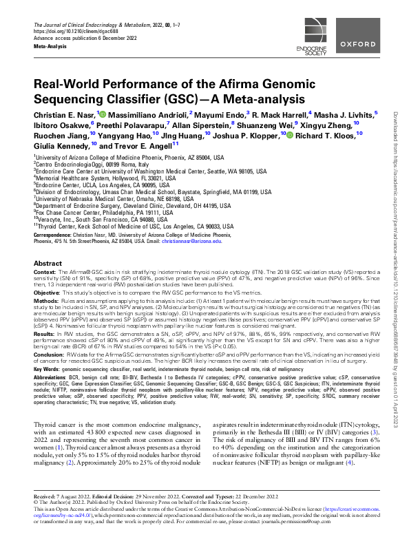 (PDF) Real-World Performance of the Afirma Genomic Sequencing ...