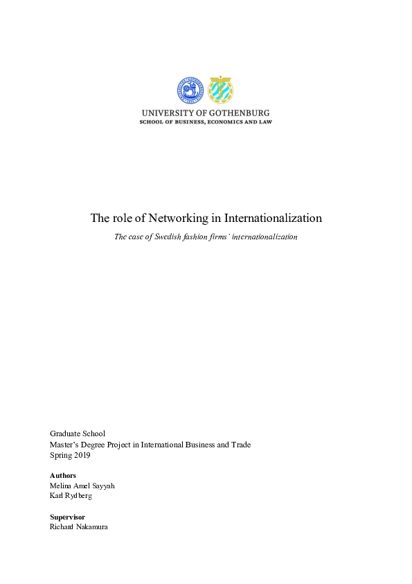 (PDF) The role of Networking in Internationalization