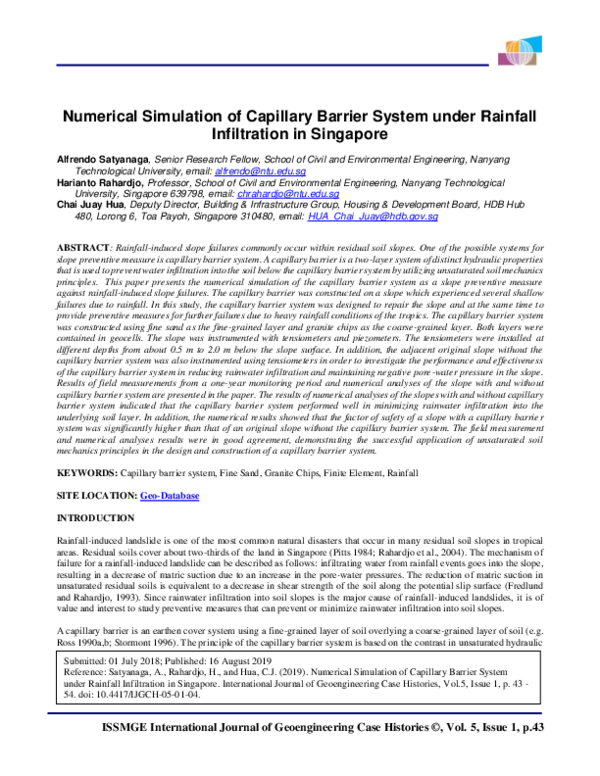 (PDF) Numerical simulation of Geobarrier System under rainfall infiltration