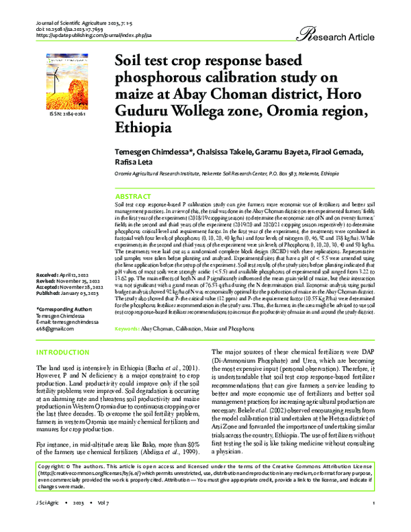 (PDF) Soil test crop response based phosphorous calibration study on ...