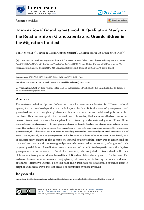 (PDF) Transnational grandparenthood: A qualitative study on the ...