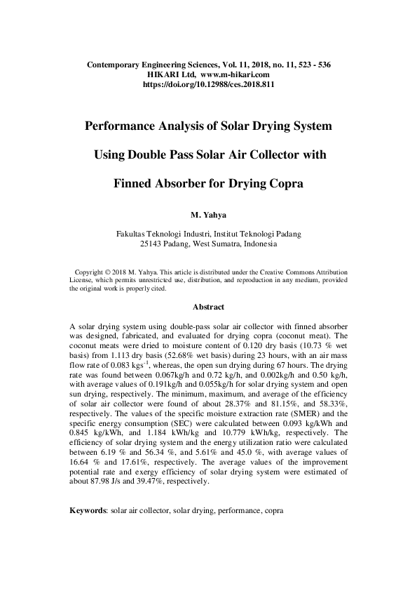 (PDF) Performance analysis of solar drying system using double pass ...