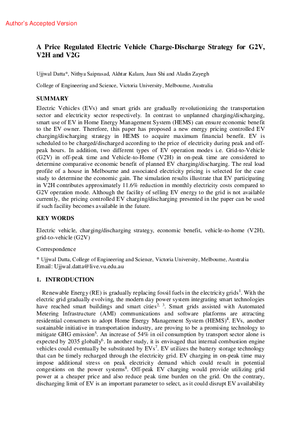 (PDF) A price-regulated electric vehicle charge-discharge strategy for ...